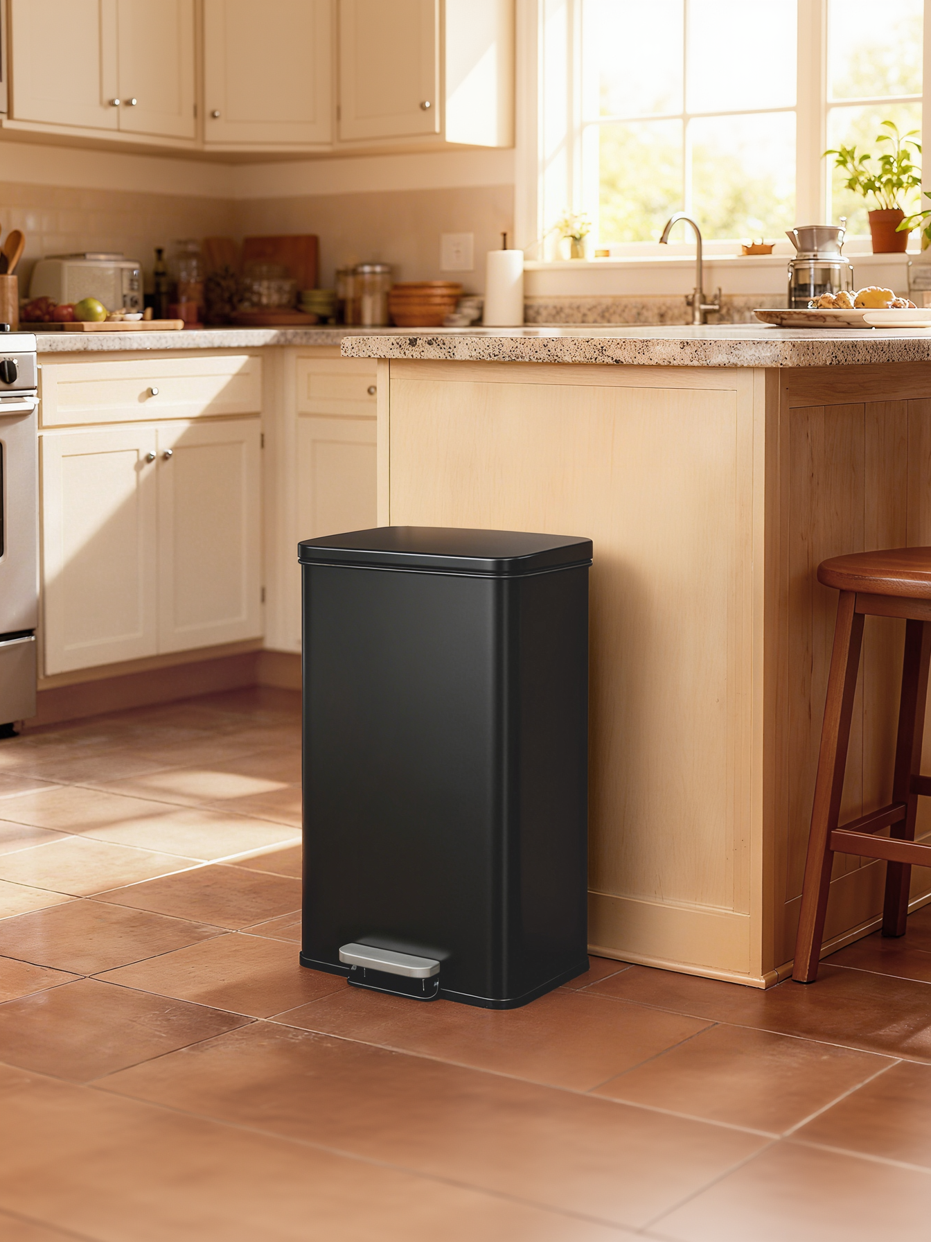 10.5 Gallon Step Trash Can with Soft Close Lid, Stainless Steel Garbag ...